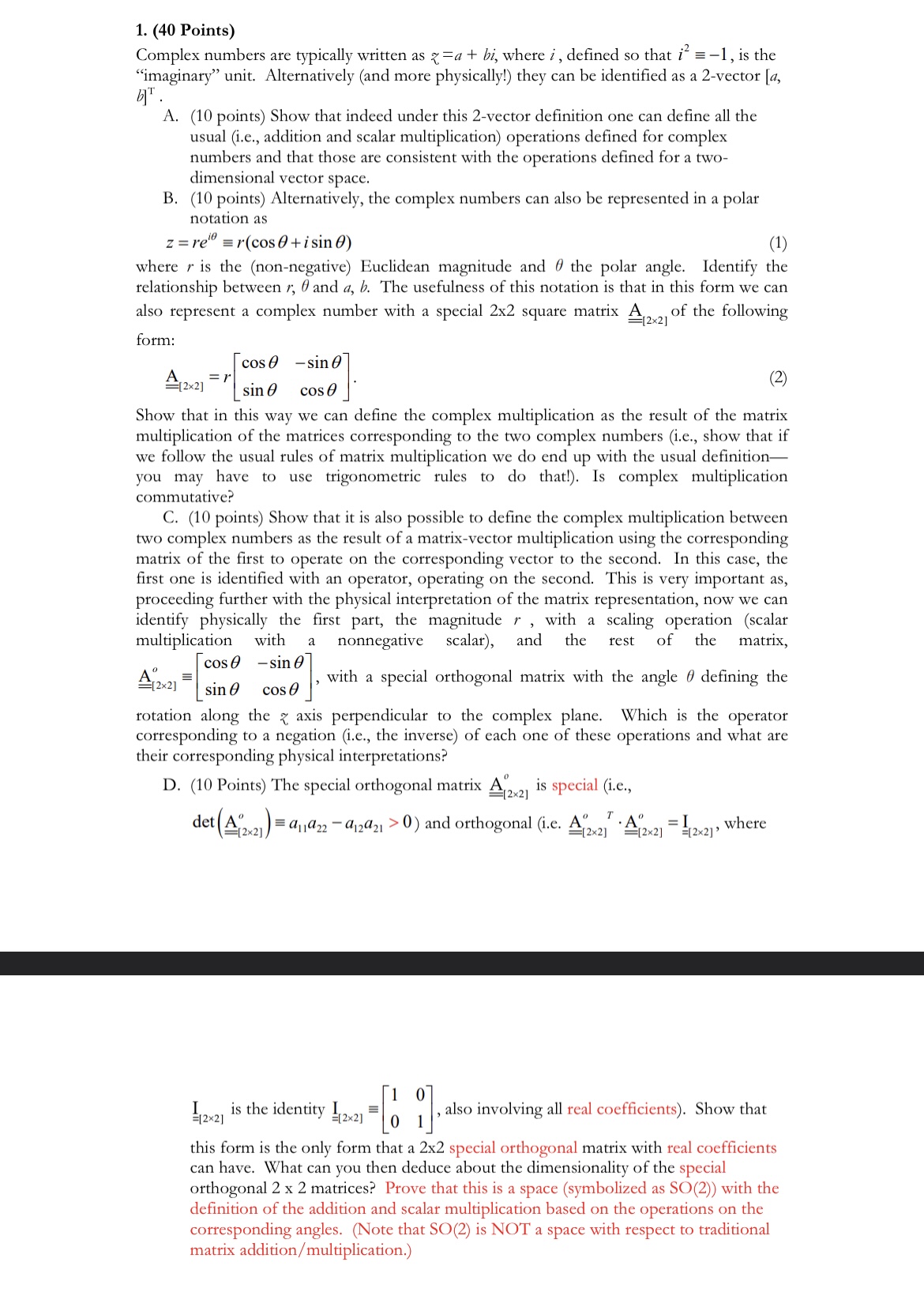 Solved 1. (40 Points) Complex numbers are typically written | Chegg.com