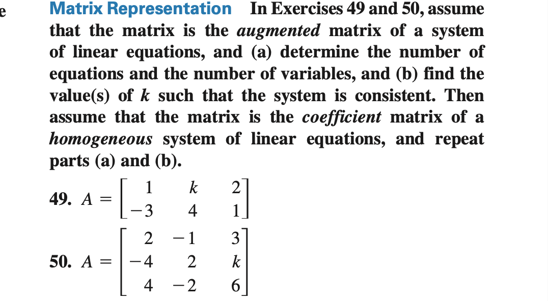 Solved e Matrix Representation In Exercises 49 and 50, | Chegg.com