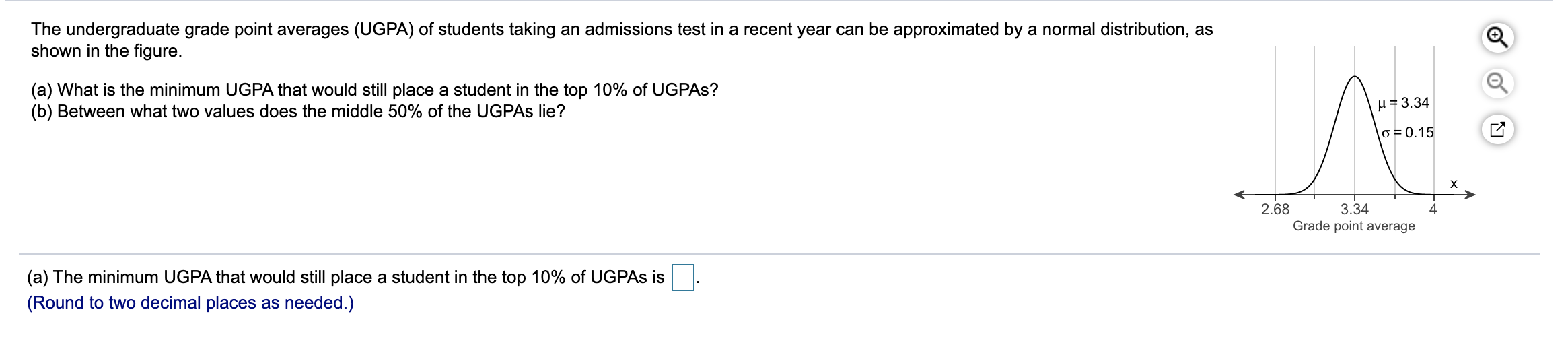 Solved The undergraduate grade point averages (UGPA) of | Chegg.com