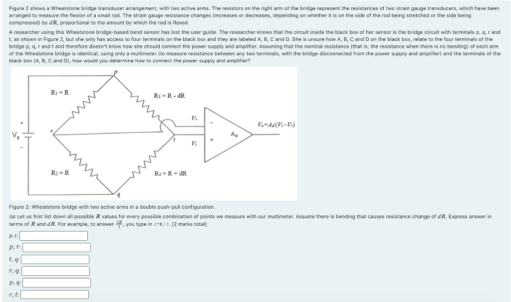 Solved Figure 2 shows a Wheatstone bridge transducer | Chegg.com