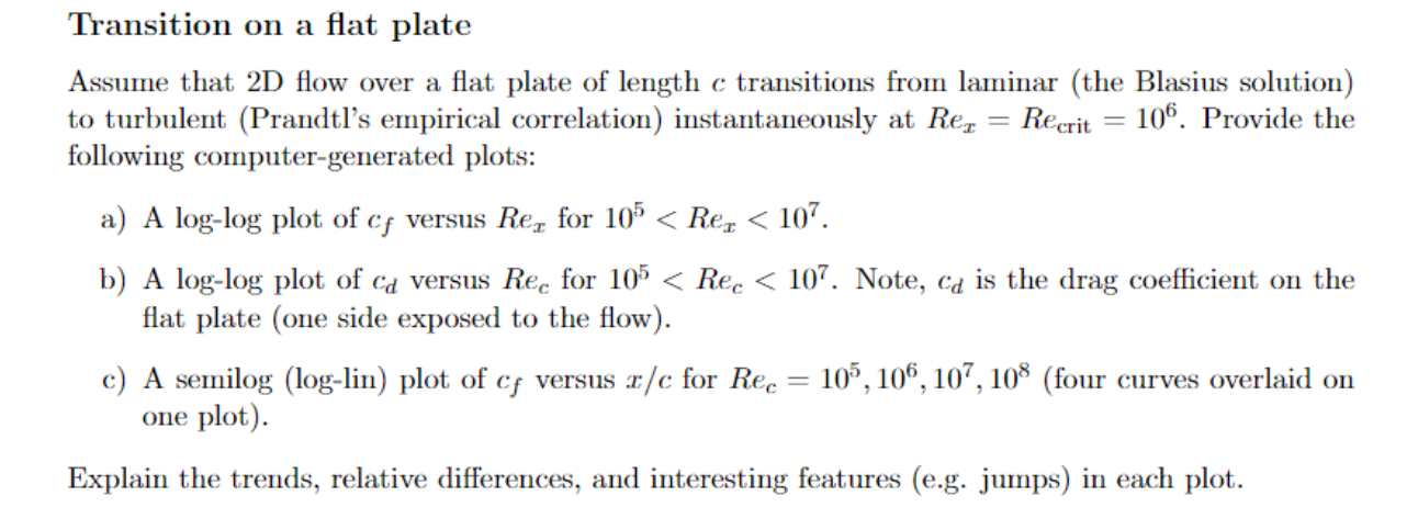 Transition on a flat plate Assume that 2D flow over a | Chegg.com