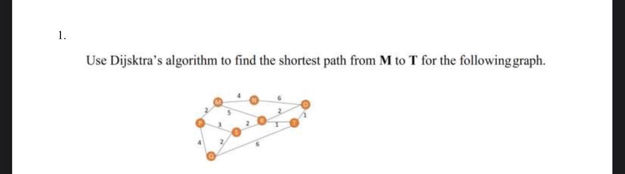 Solved 1. Use Dijsktra's algorithm to find the shortest path | Chegg.com Solved 1. Use Dijsktra's algorithm to find the shortest path | Chegg.com