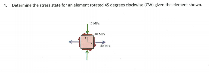 Solved 4. Determine the stress state for an element rotated | Chegg.com