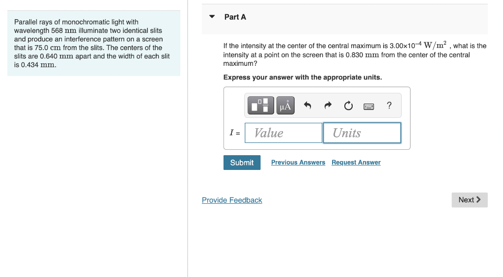 Solved Part A Parallel rays of monochromatic light with | Chegg.com