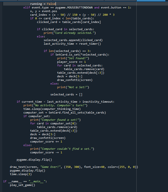 I have the following code for a SET card game, I | Chegg.com