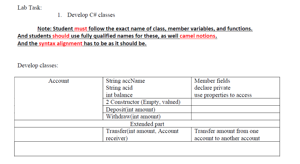Solved Lab Task: 1. Develop C# classes Note: Student must | Chegg.com