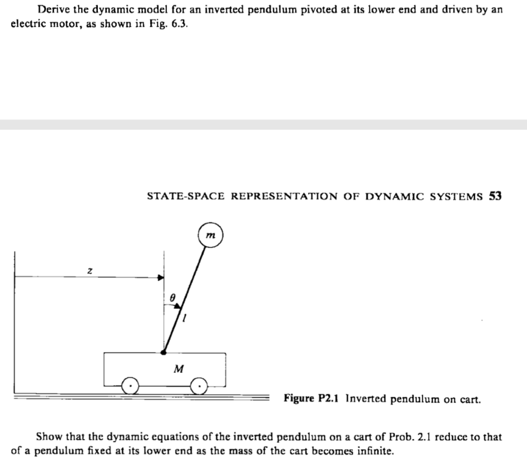 Solved Derive the dynamic model for an inverted pendulum | Chegg.com