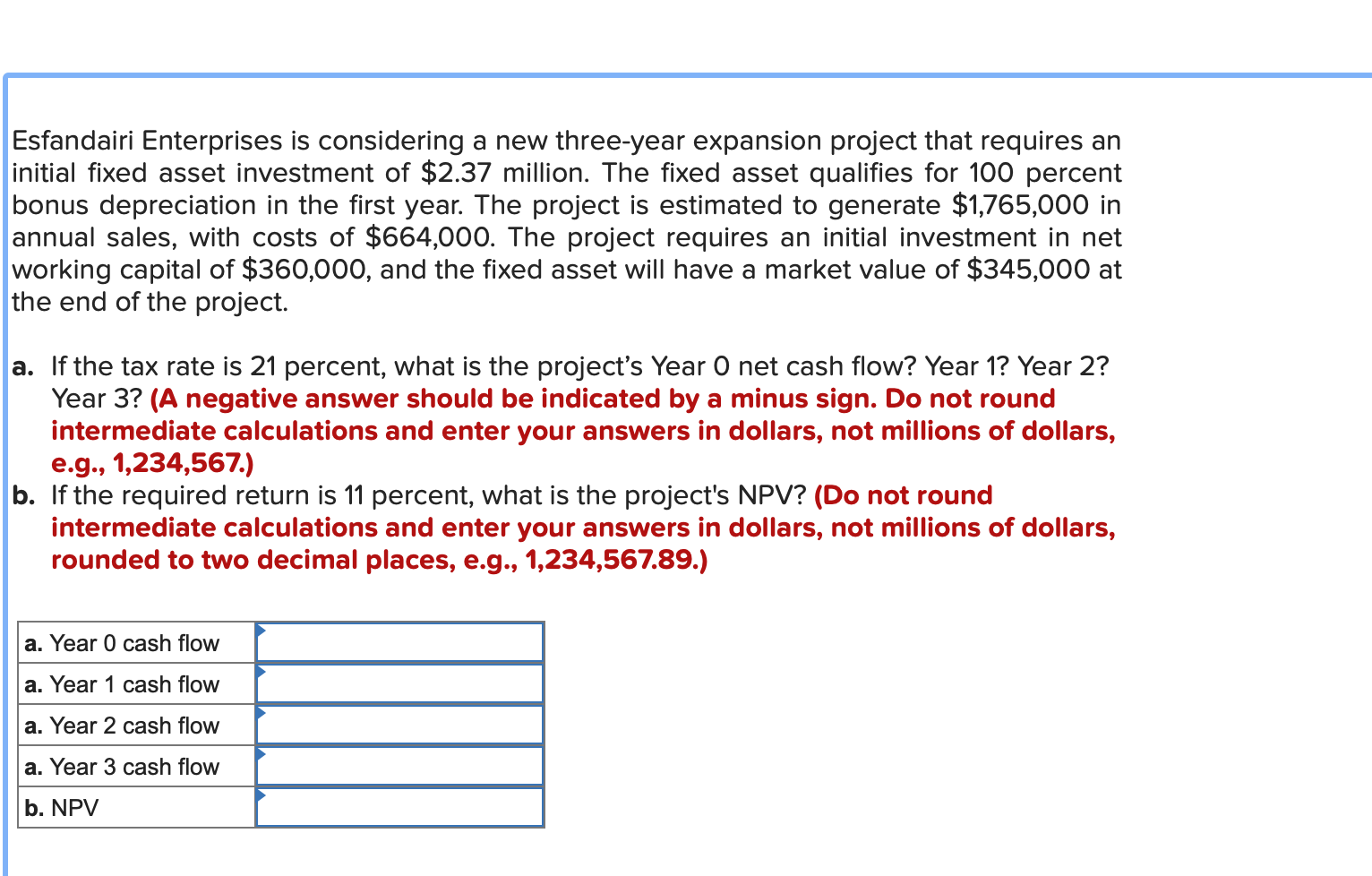 Solved Esfandairi Enterprises is considering a new | Chegg.com