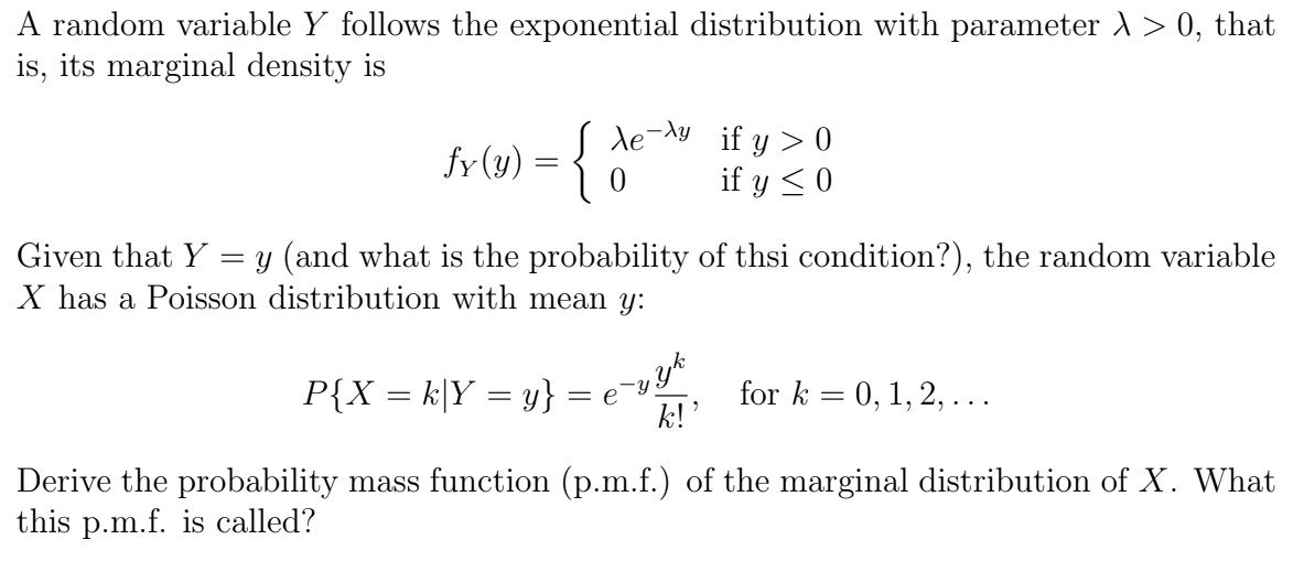Solved A random variable y follows the exponential | Chegg.com