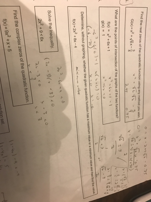 Solved Find the real zeros of the quadratic function using | Chegg.com