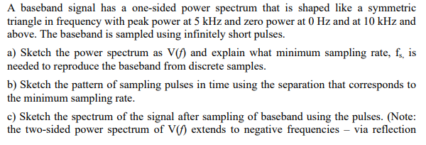Solved A baseband signal has a one-sided power spectrum that | Chegg.com