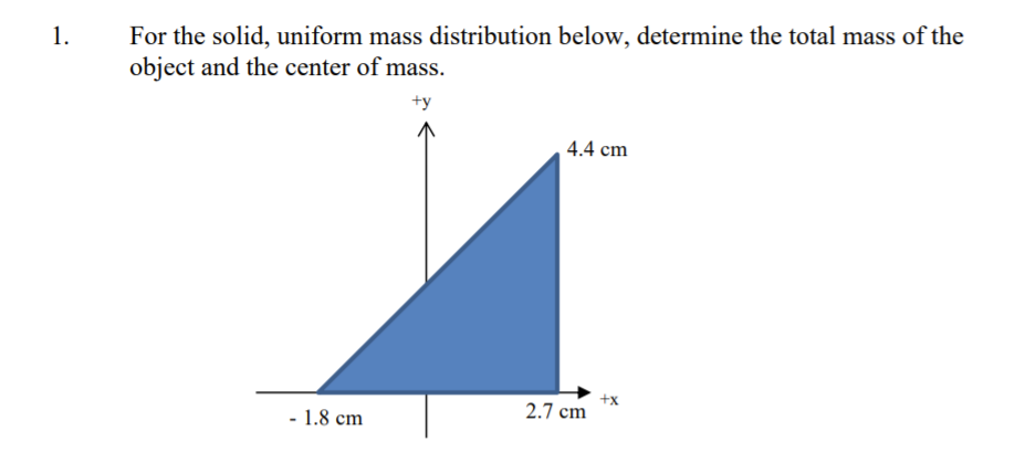 Solved 1. For the solid, uniform mass distribution below, | Chegg.com
