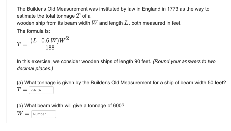 Solved The Builder's Old Measurement was instituted by law | Chegg.com