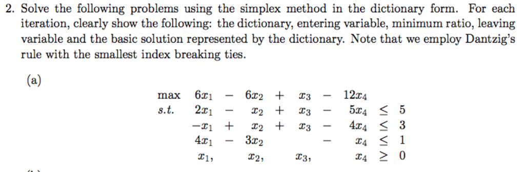 Solved 2. Solve the following problems using the simplex | Chegg.com
