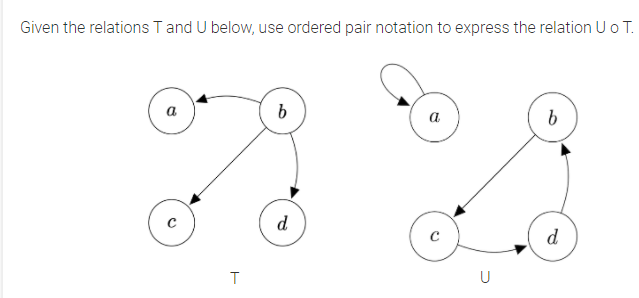 Solved Given The Relations T And U Below Use Ordered Pair