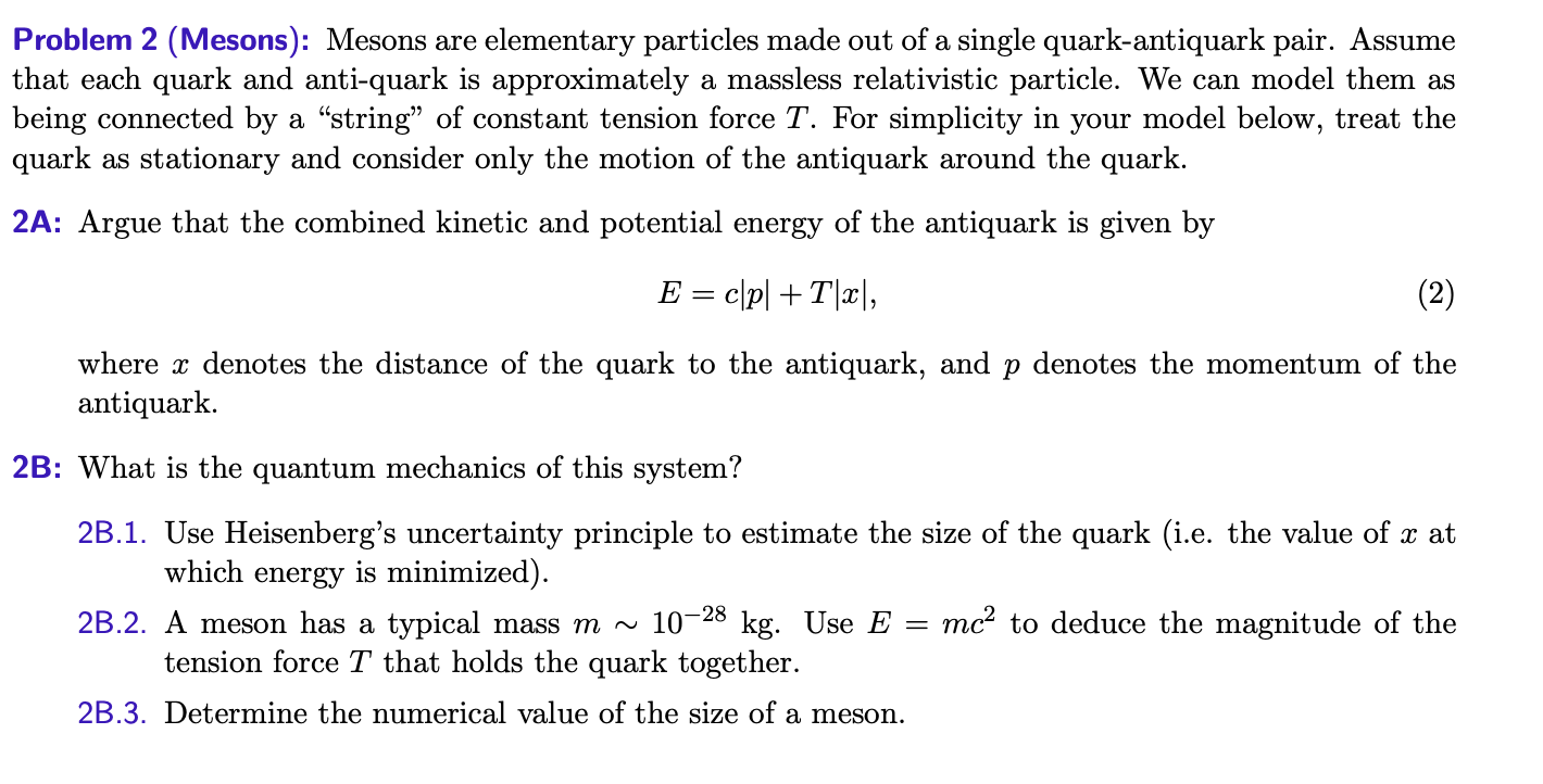 Solved Problem 2 (Mesons): Mesons are elementary particles | Chegg.com