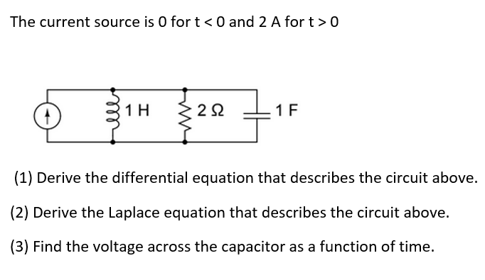 Solved The current source is 0 for t 0 (1) | Chegg.com