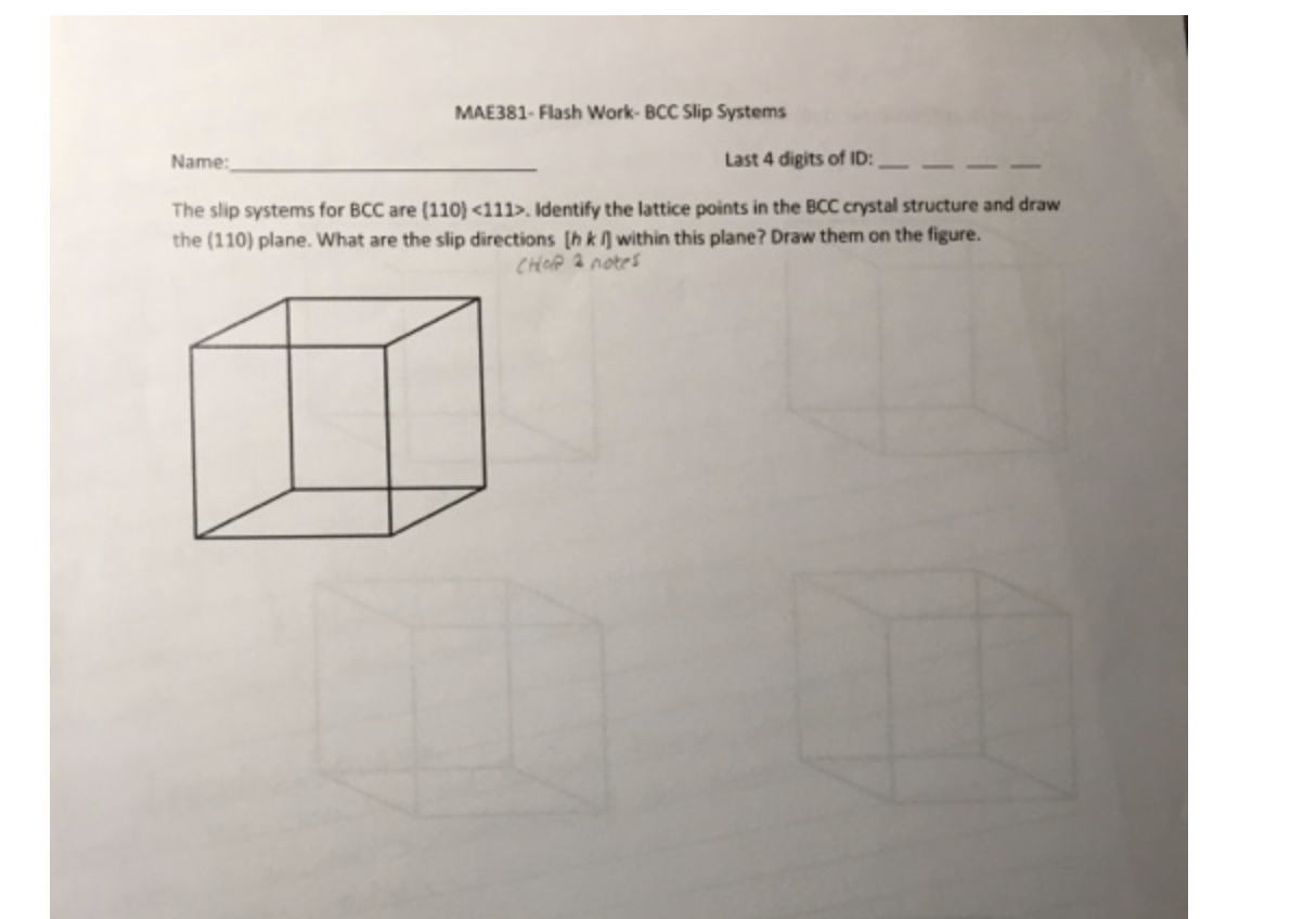Solved MAE381- Flash Work- BCC Slip Systems Name: Last 4 | Chegg.com