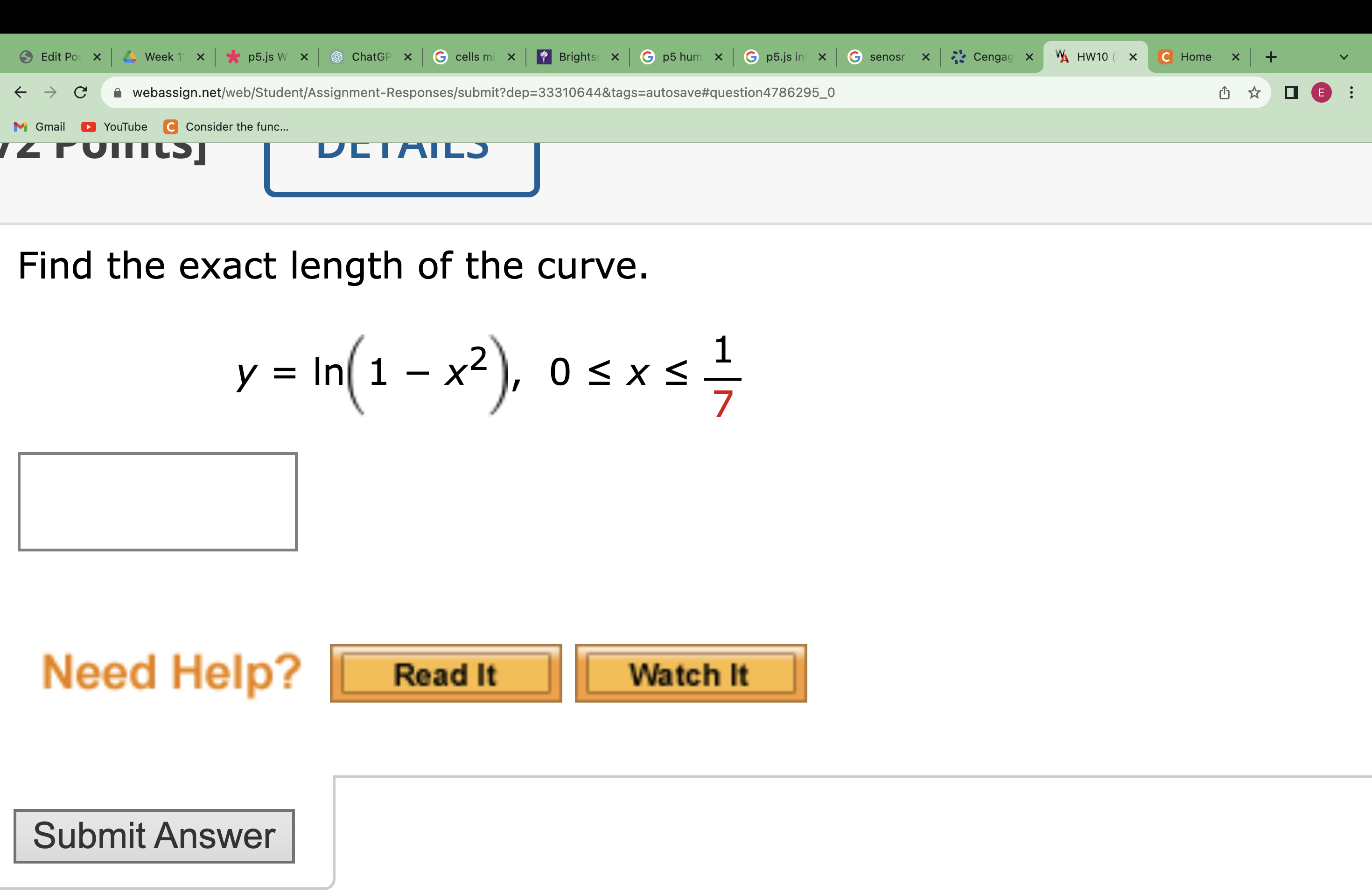 Solved Find the exact length of the curve.y=ln(1-x2),0≤x≤17 | Chegg.com