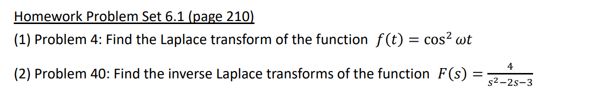 Solved Homework Problem Set 6.1 (page 210) (1) Problem 4: | Chegg.com