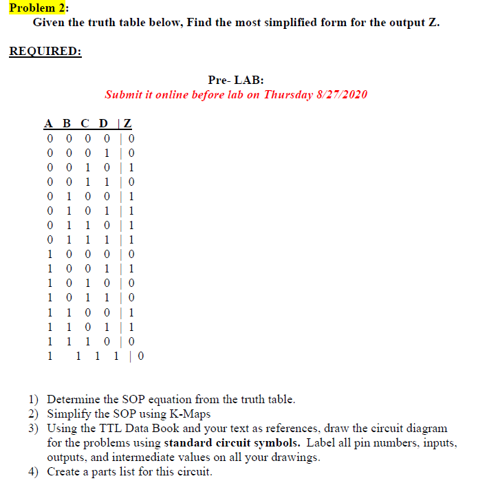Solved Develop the truth table, SOP equation from the truth | Chegg.com