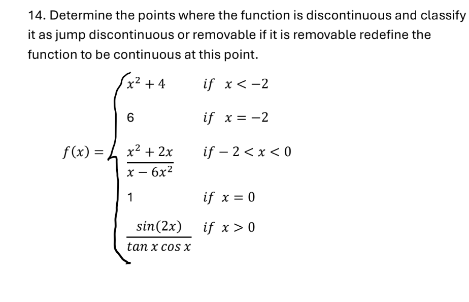 Solved Determine the points where the function is | Chegg.com
