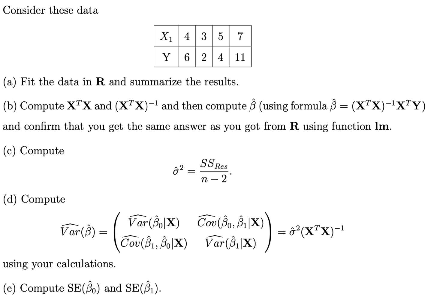 Solved Consider these data (a) Fit the data in R and | Chegg.com