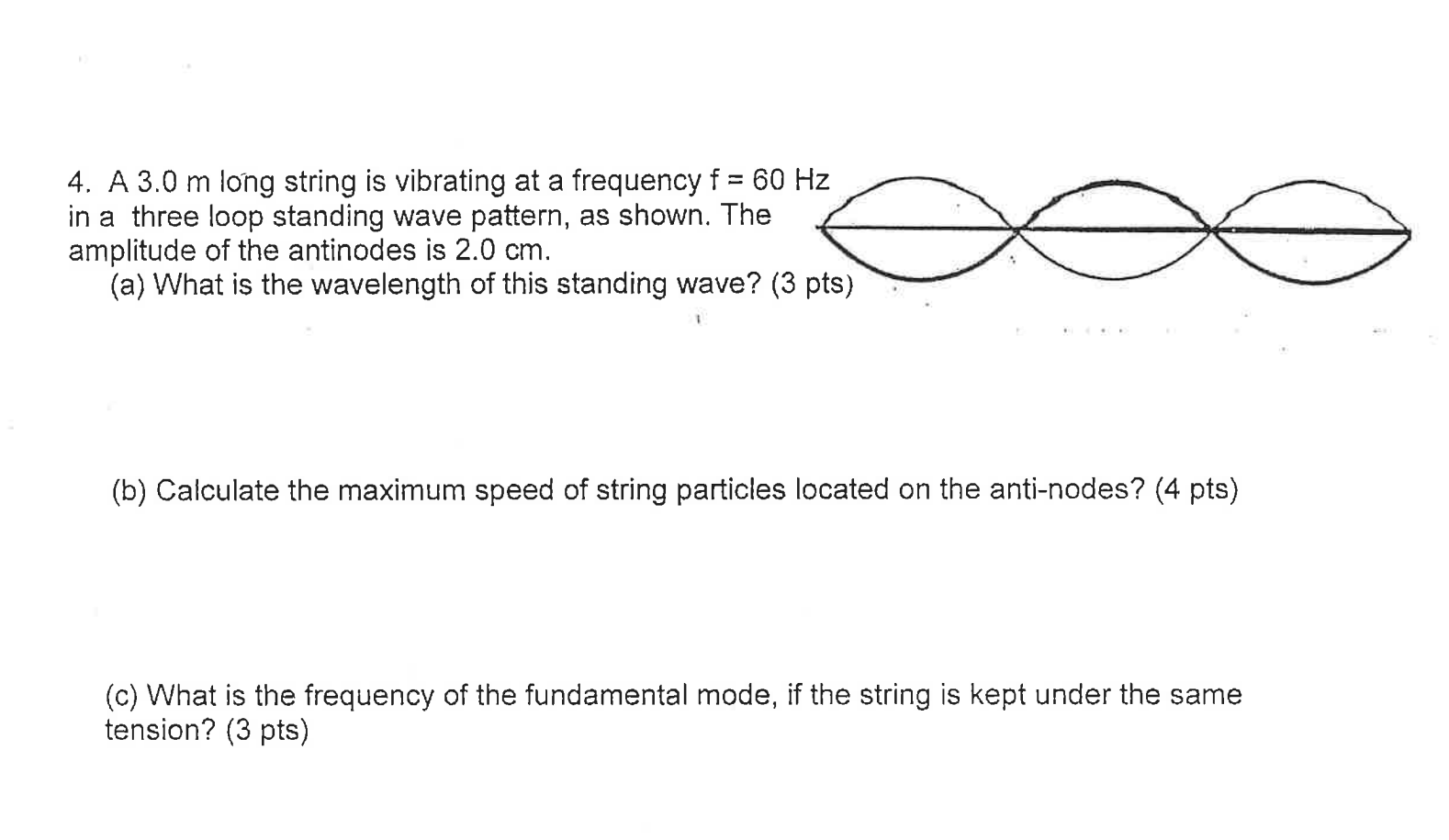 Solved 4. A 3.0 m long string is vibrating at a frequency f | Chegg.com