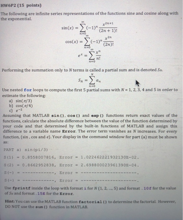 Solved HW6P2 (15 points) The following are infinite series | Chegg.com