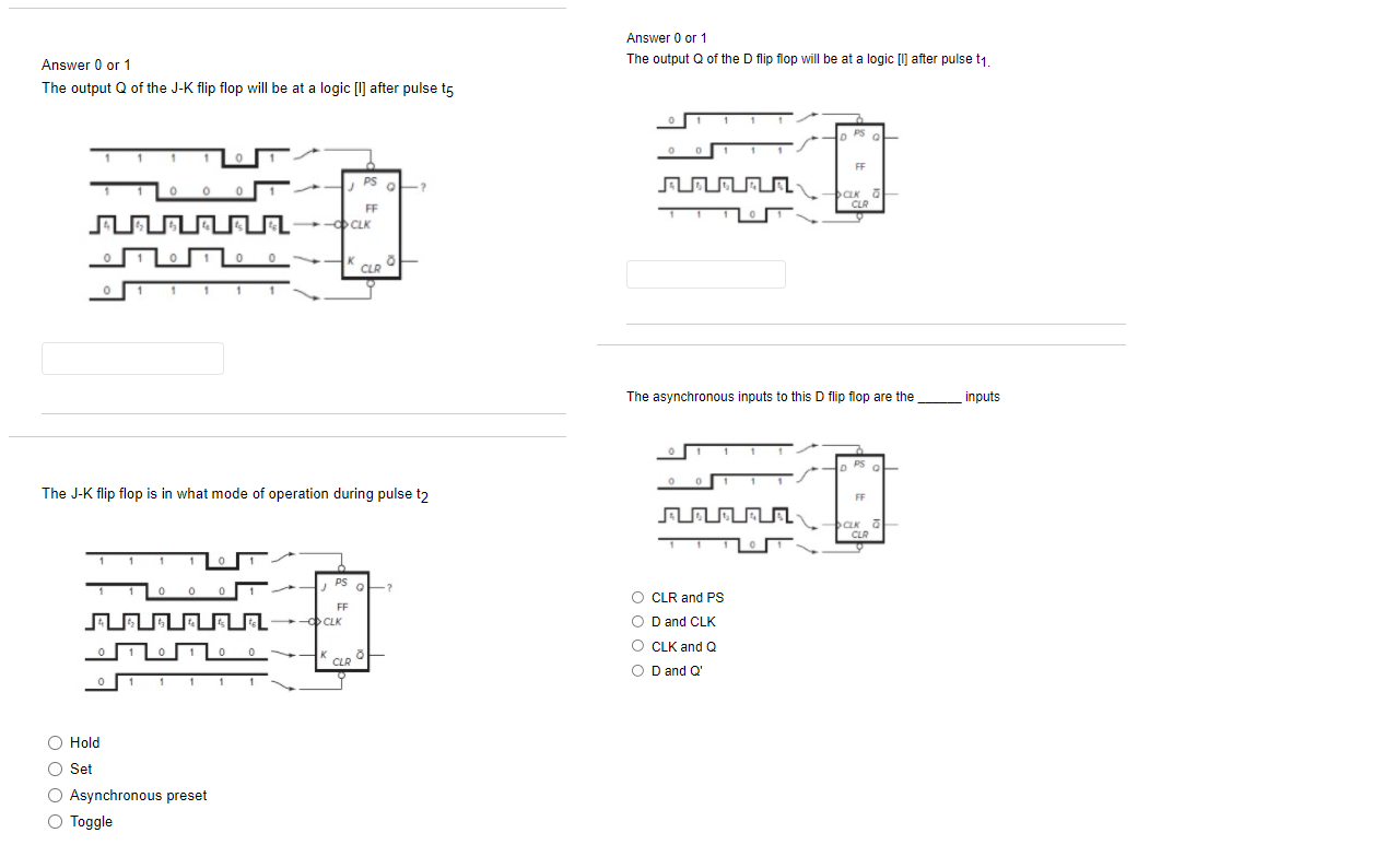 Solved Answer 0 or 1 The output of the D flip flop will be | Chegg.com