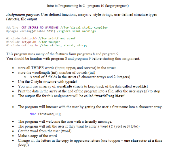 Solved Intro to Programming in C -program 10 (larger | Chegg.com