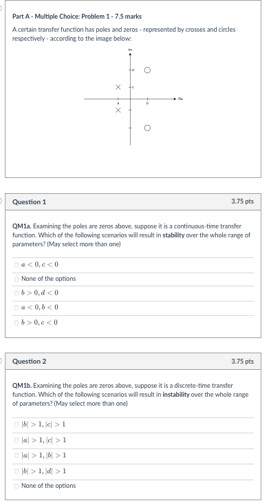 Solved Part A - Multiple Choice: Problem 1-7.5 marks A | Chegg.com