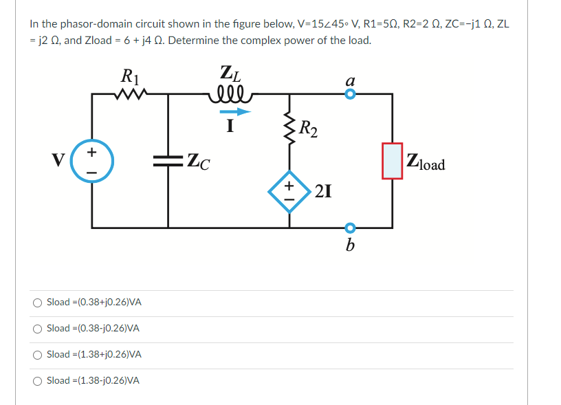 Solved In the phasor-domain circuit shown in the figure | Chegg.com