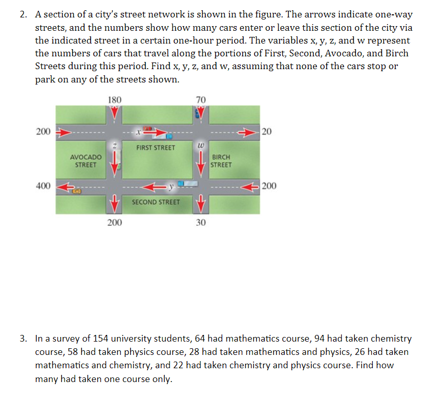 Solved 2. A section of a city's street network is shown in | Chegg.com
