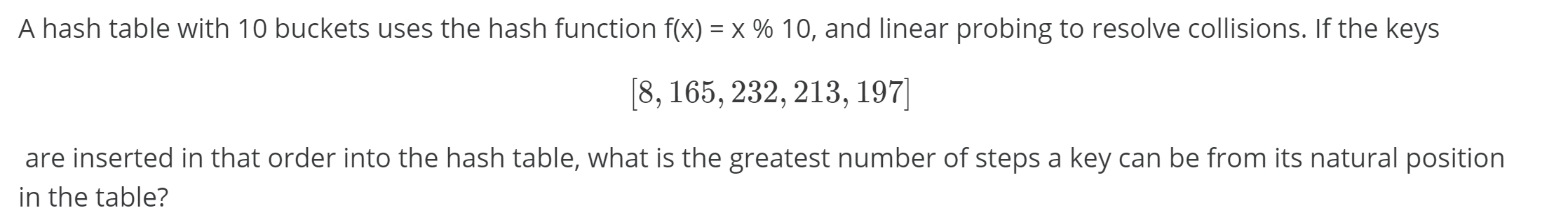 Solved A hash table with 10 buckets uses the hash function | Chegg.com