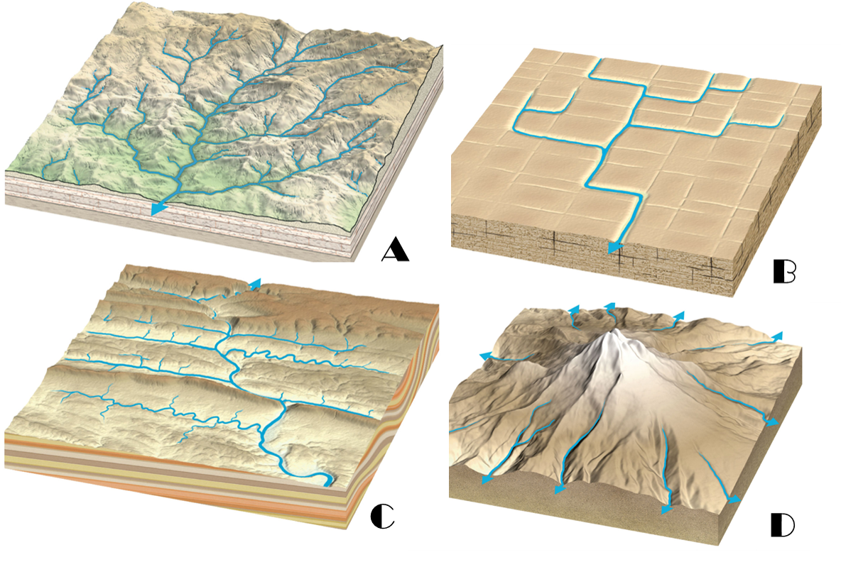 Solved Identify The Stream Drainage Patterns Shown Below Chegg