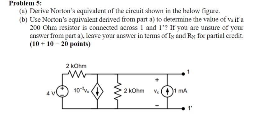 Solved (a) Derive Norton's equivalent of the circuit shown | Chegg.com