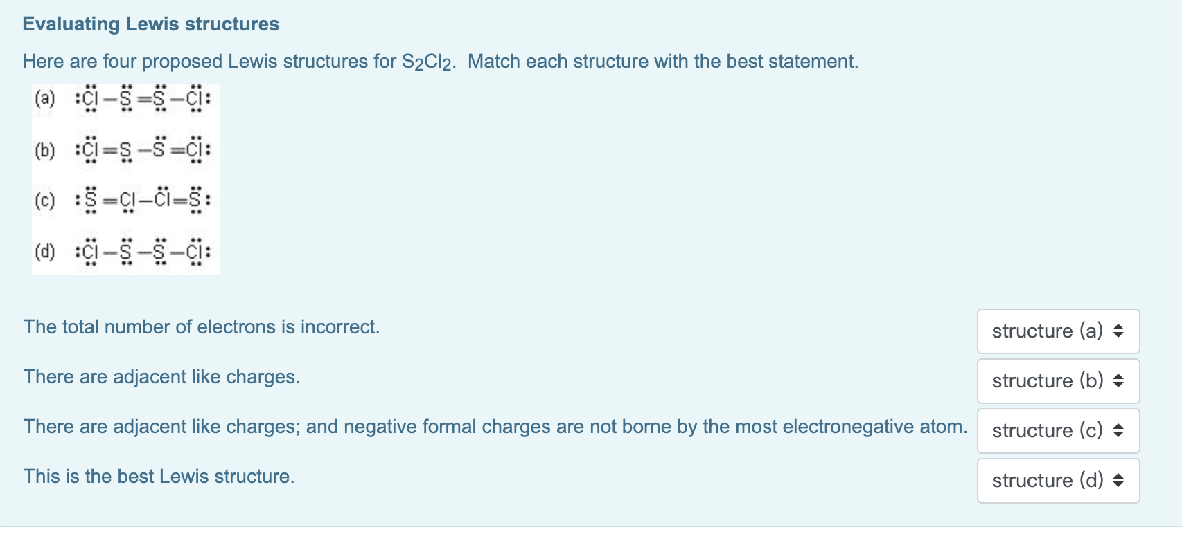 Solved Evaluating Lewis structures Here are four proposed | Chegg.com