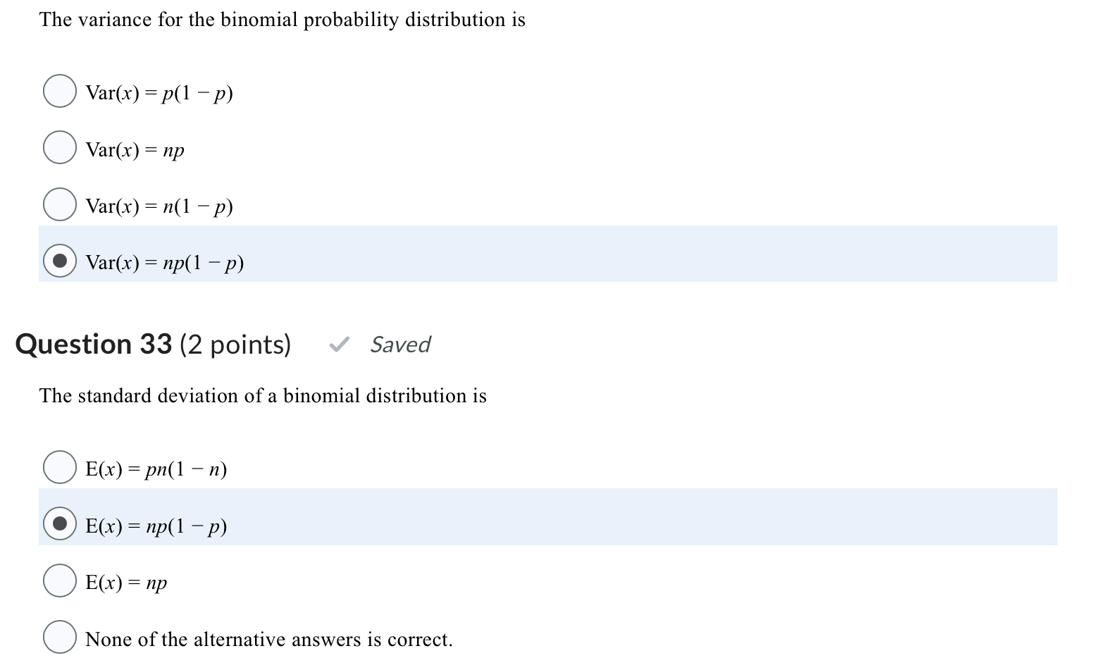 Solved The variance for the binomial probability | Chegg.com