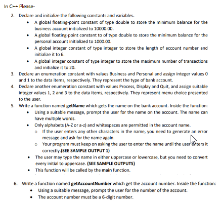 Solved In C++ Please- 2. Declare and initialize the | Chegg.com