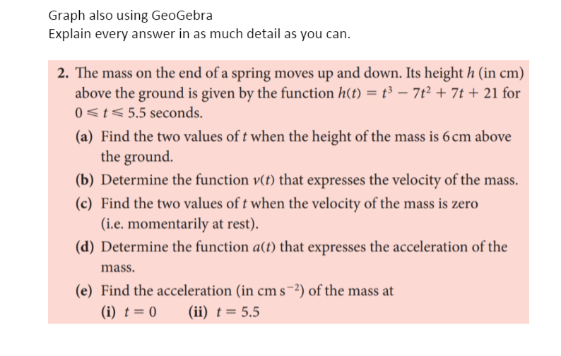 Solved Graph also using GeoGebra Explain every answer in as | Chegg.com
