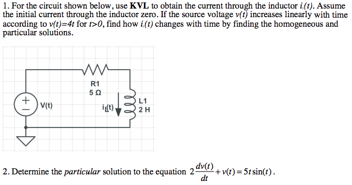 Solved 1. For the circuit shown below, use KVL to obtain the | Chegg.com