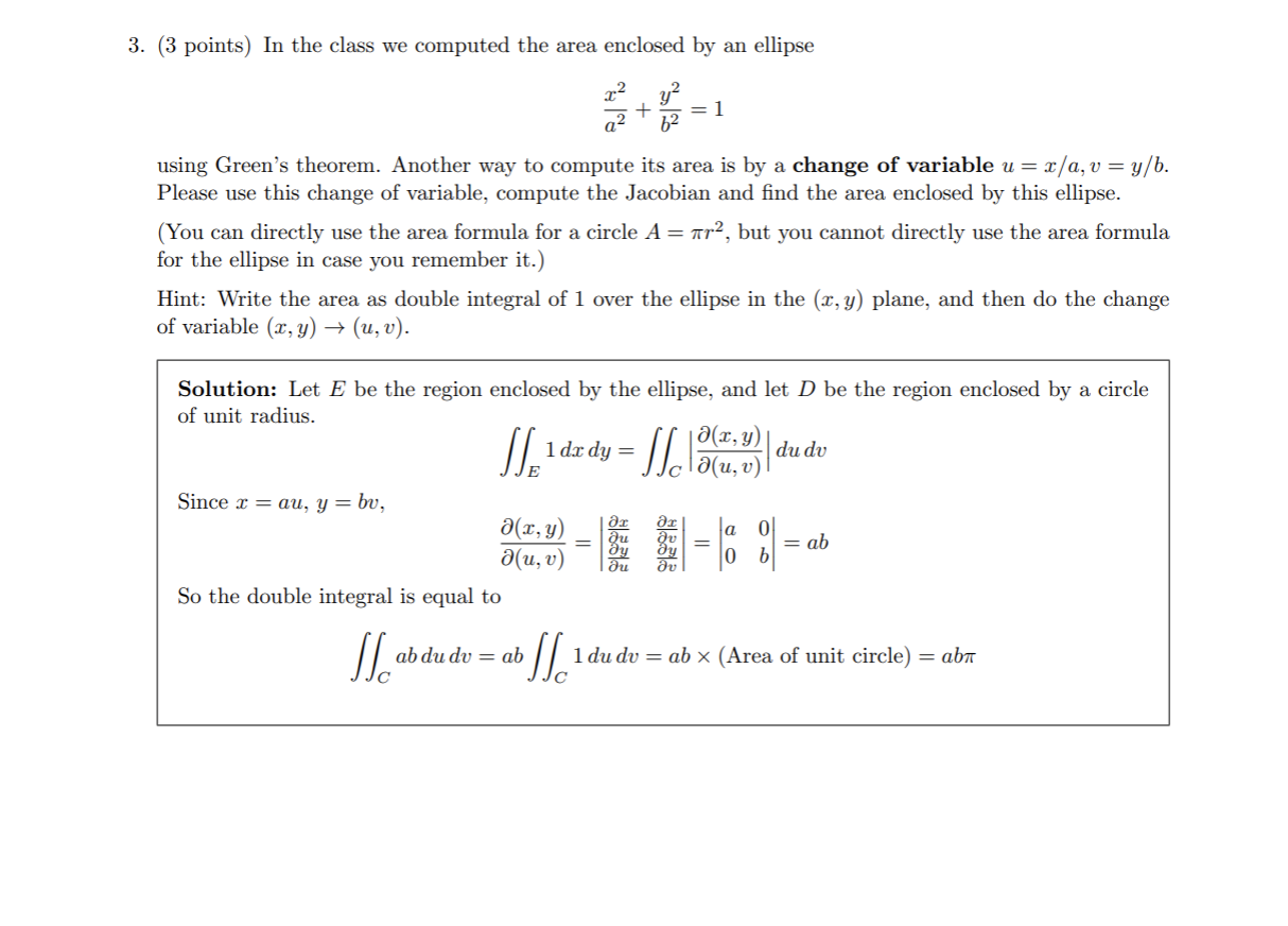 Solved 3. (3 points) In the class we computed the area | Chegg.com