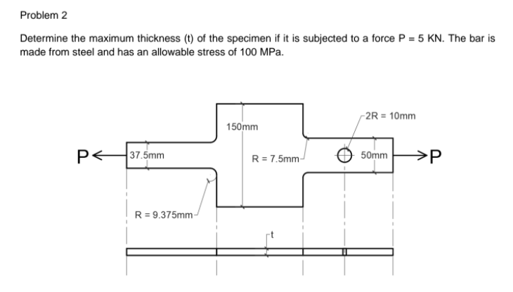 Solved Problem 2 Determine the maximum thickness (t) of the | Chegg.com