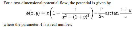 Solved For a two-dimensional potential flow, the potential | Chegg.com