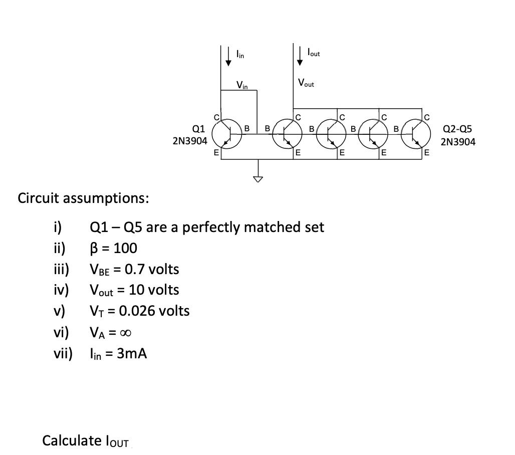Solved lin lout Vin Vout с с с Q1 B. B B B Q2-Q5 2N3904 | Chegg.com
