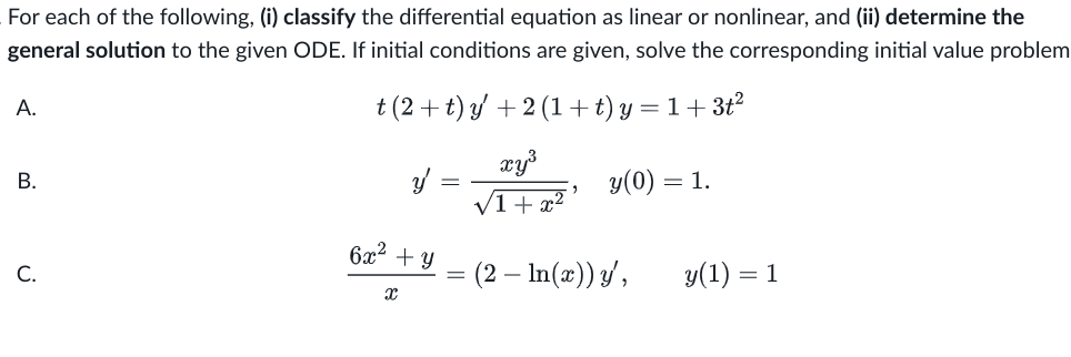 Solved For each of the following, (i) classify the | Chegg.com