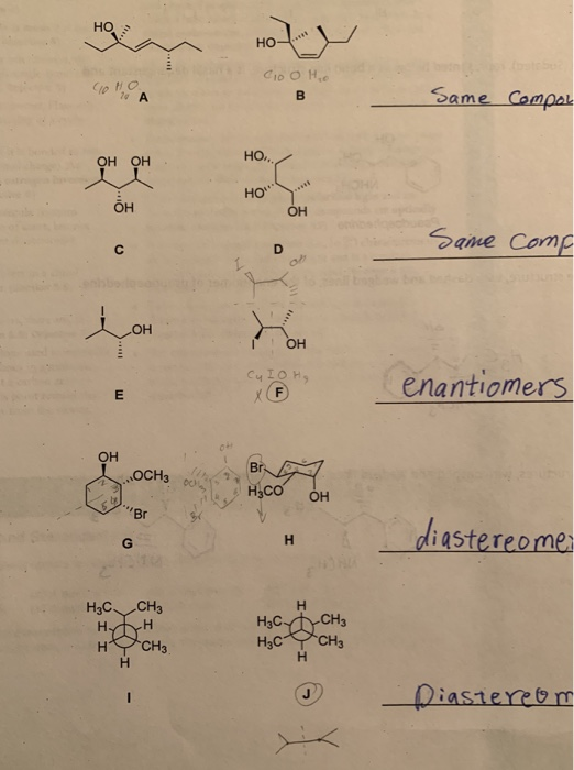 Solved Are any of compounds A-J achiral? Circle ur | Chegg.com