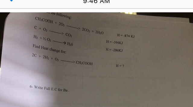 Solved CH_3 COOH + 2O_2 rightarrow 2 CO_2 + 2H_2 O H = | Chegg.com