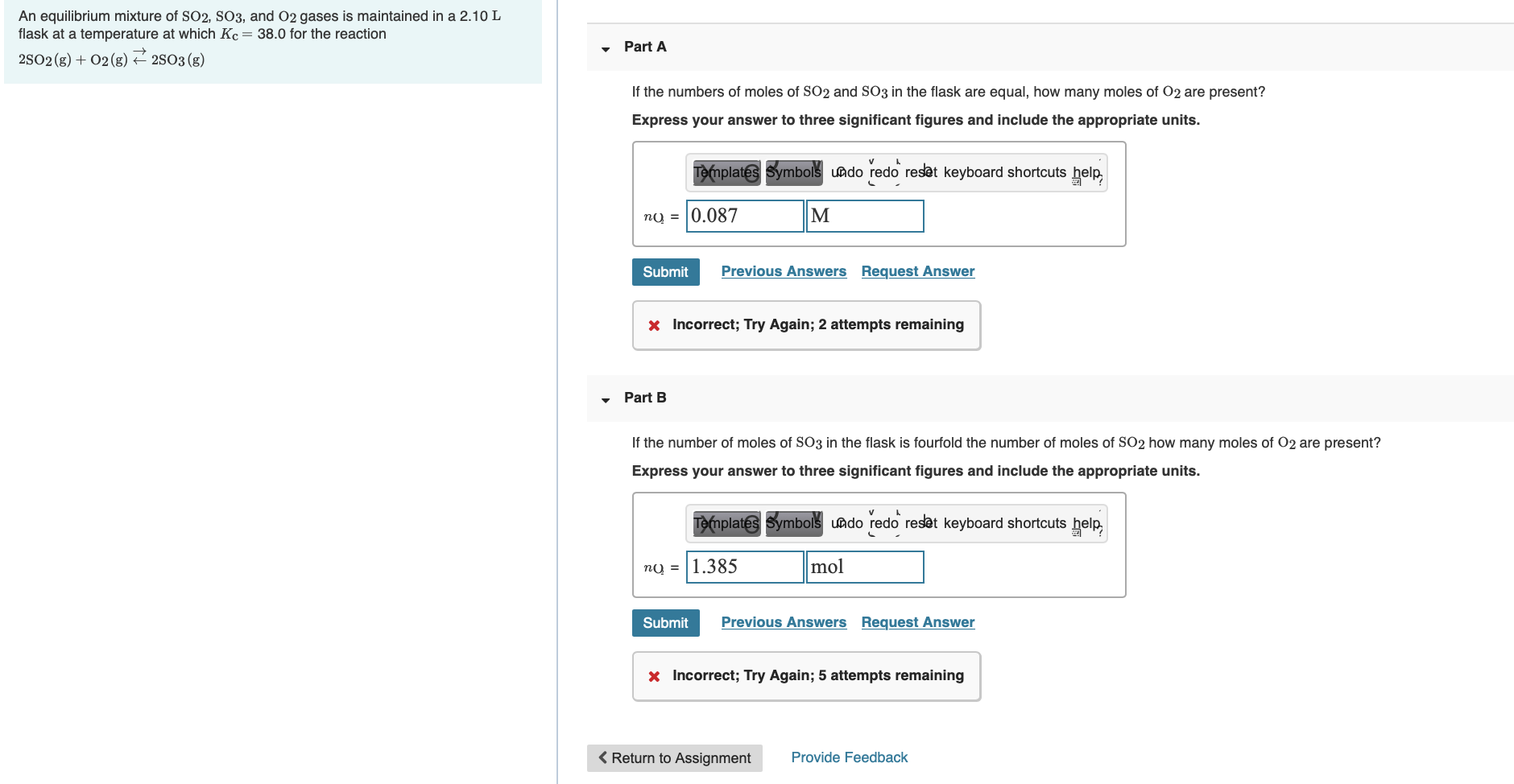 Solved An equilibrium mixture of SO2, SO3, and O2 gases is | Chegg.com
